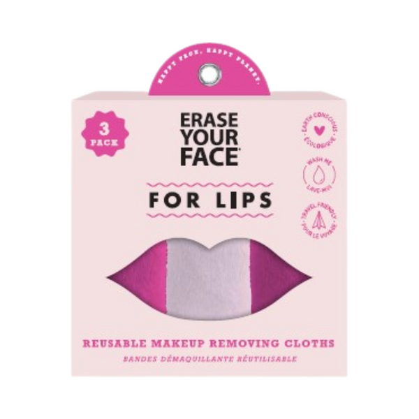ERASE YOUR FACE FOR LIPS REUSABLE MAKEUP REMOVING CLOTHS 3 PK – Shop ...